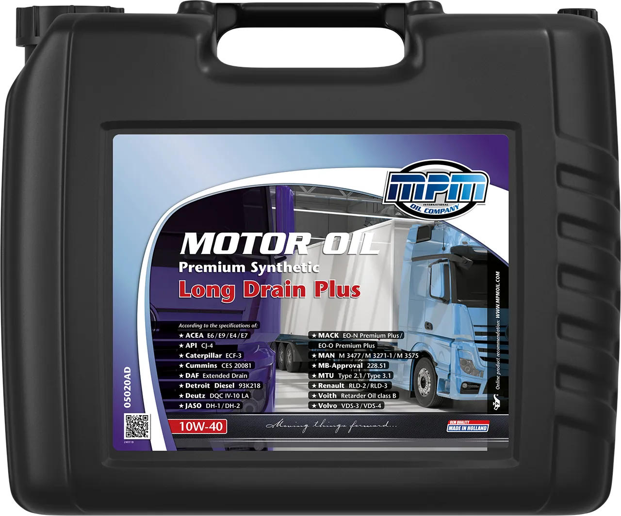 MPM Motor Oil 10W40 Premium Long Drain Plus (E4/E6/E7/E9) - Tepalu baze